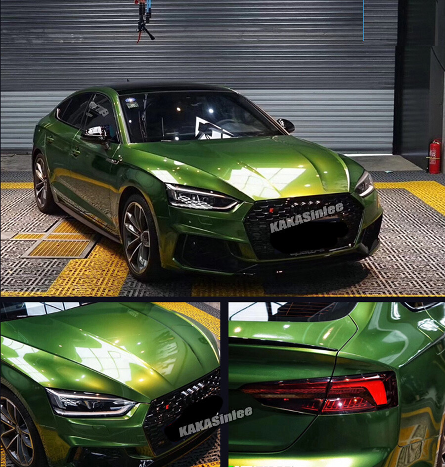 50FT Mamba Green Entire Car Wrap Pearl Glossy Sparkle Metal Vinyl PVC ...