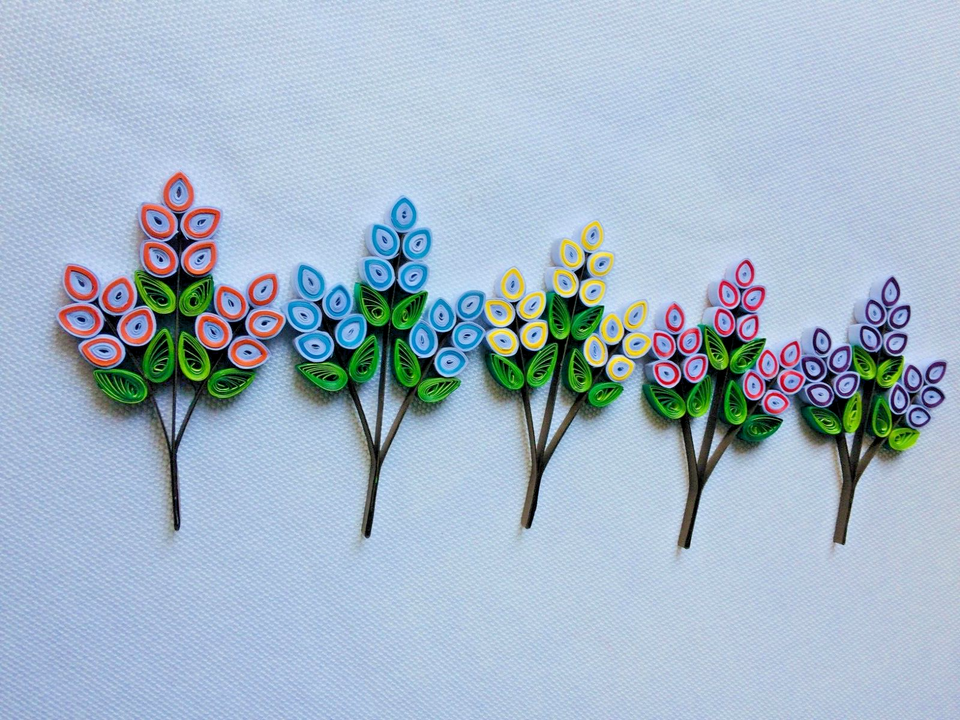 Paper Quilling Flower Bud leaves Branch for cards, wall deco 15lot | eBay