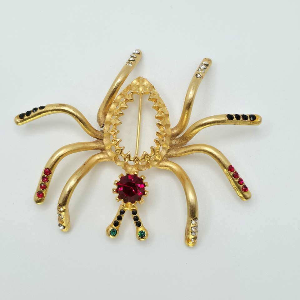 Gorgeous Spider Brooch Multi-Colored Crystals Gold Tone Tarántula 4 ...
