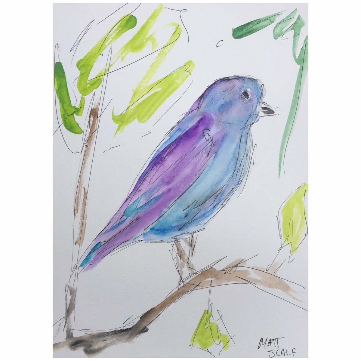 Abstract Blue Bird Painting