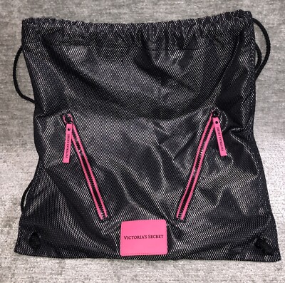 Victoria's Secret Backpack Black Victorias Secret Bag Pink Drawstring ...