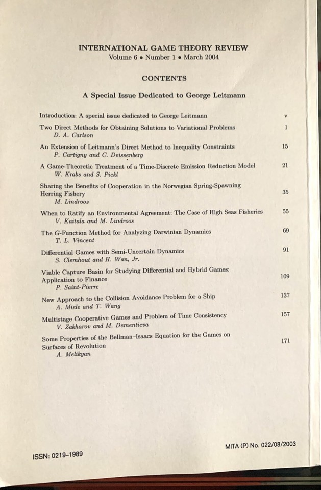 International Game Theory Review March 2004 | eBay