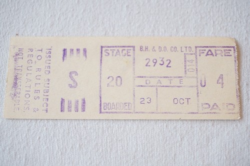 BH & DO Company Limited TIM Machine No. 014 Bus Tram Ticket | eBay UK