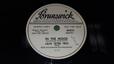 JACK TETER TRIO In The Mood / Twelfth Street Rag EX! PROMO 78 Brunswick 80222 | eBay