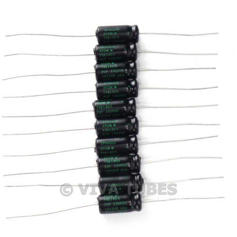 Lot of 10 New Sprague Atom 8uF 150V Electrolytic Capacitors 20% TVA ...