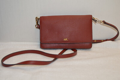 Michael Kors Leather Mott Brandy Phone Crossbody | eBay