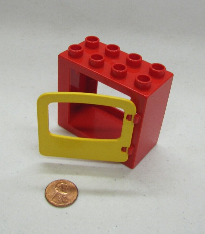 Lego Duplo Yellow & Red Window Pane Door Unit Building Block 2X4 Yellow ...
