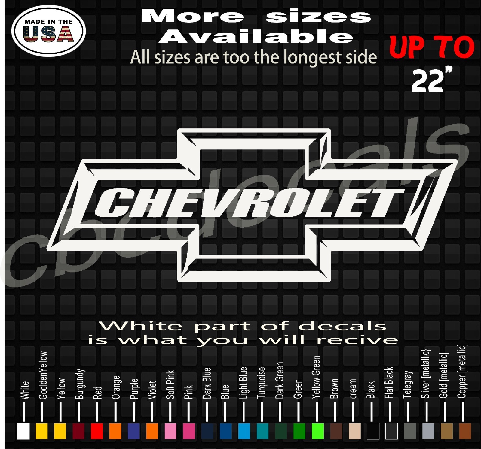 Cbcdecals- Custom 40 X 15 Chevy Bow Tie Decal | eBay