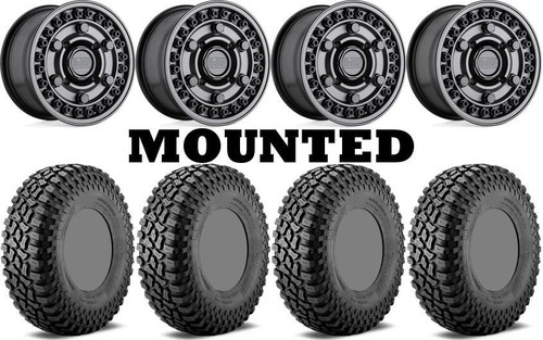 Kit 4 SuperATV Incursion A/T 35x10-15 on Black Rhino Armory Black ...