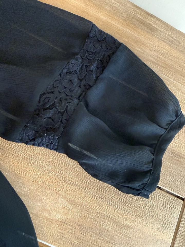 Mossimo Supply Co Black sheer lace top with 3/4 sleeves Size XL | eBay