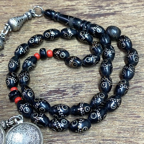 Antique black coral prayer beads worry beads masbaha tasbih yusr yusri ...