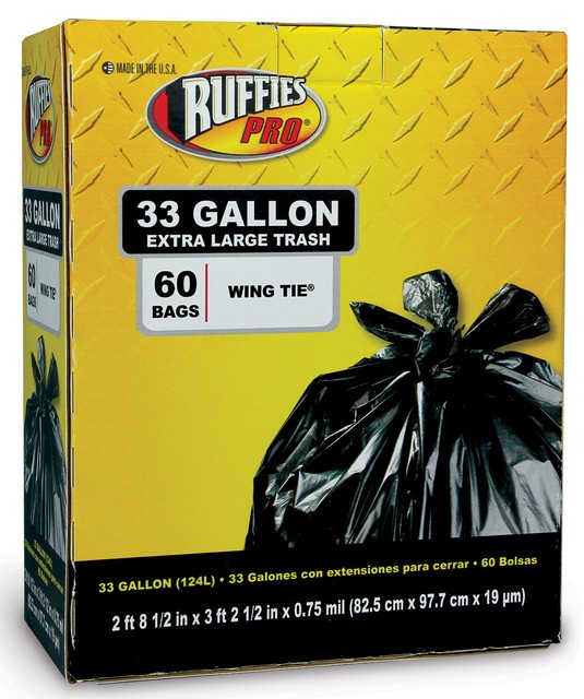 Ruffies Pro 1124904 33 Gallon Extra Large Black Trash Bags N/A for sale ...
