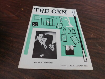 The Gen Magazine For Magicians January 1959 Maurice Rooklyn | eBay
