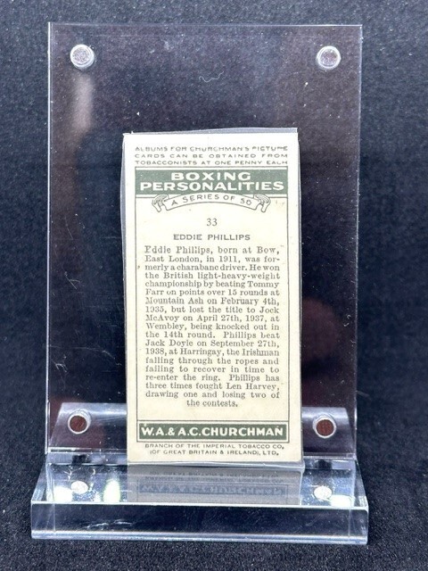 1938 The Imperial Tobacco Co. Boxing Personalities Boxer-Eddie Phillips ...