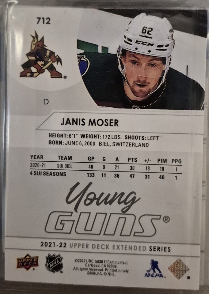 2021-22 UPPER DECK EXT SERIES YOUNG GUNS RC JJ MOSER #712💥TOP RATED ...