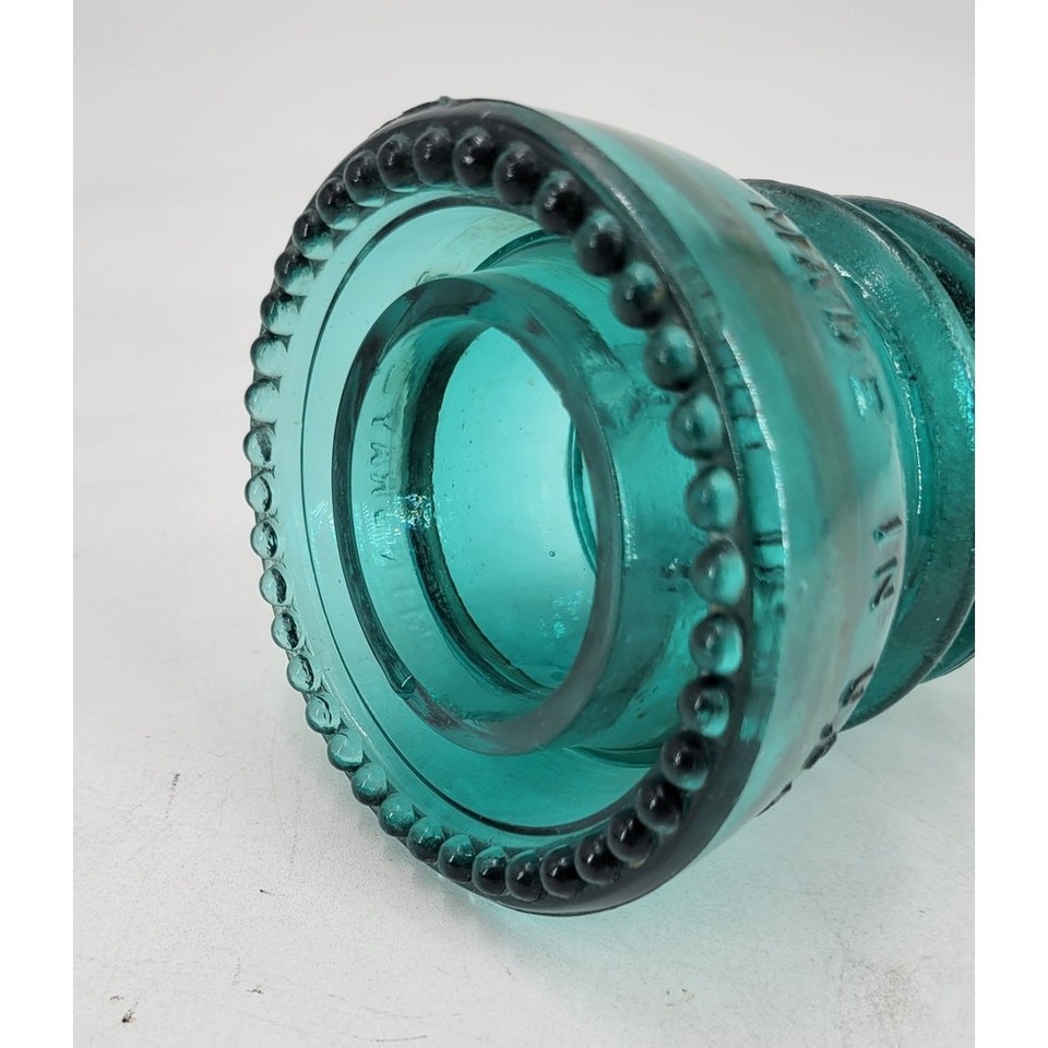 CD 154 Hemingray 42 Hemi Aqua Antique Glass Telegraph Insulator ROUND ...