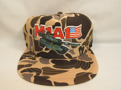 Vintage M1A1 Abrams Battle Tank Desert Camo Trucker Hat USMC Army NEW ...