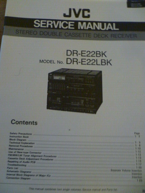 JVC DR-E22BK DR-E22LBK Stereo System Service Manual | eBay UK
