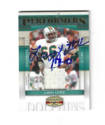 Signed Larry Little Miami Dolphins 2007 Donruss Gridiron Gear card #P ...