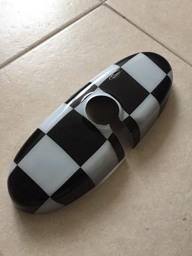 Black Checkered Pattern Rear View Mirror Cover for BMW Mini Cooper R55 ...
