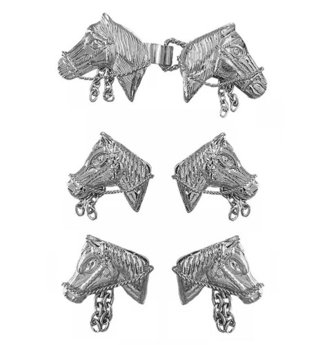 Mexican MARIACHI "Charro" silver horse head design steel vest brooch ...