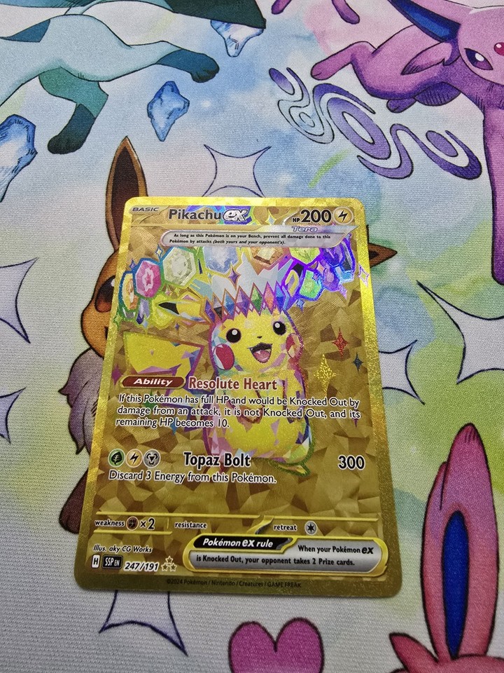 Pikachu EX 247/191 Gold Rare Pokemon Card Mint Condition, Sleeved Top ...