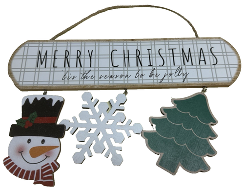 Holiday Style Wooden Sign w/Dangles MERRY CHRISTMAS 13X3"(4"dangles) | eBay