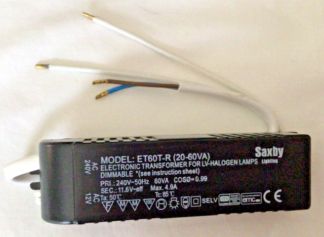 Saxby ET60T-R - 12V Lighting Transformer 20W - 60W Dimmable for sale ...