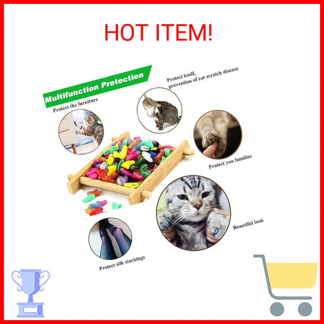 VICTHY 100pcs Cat Nail Caps, Colorful Pet Cat Soft Claws Nail Covers ...