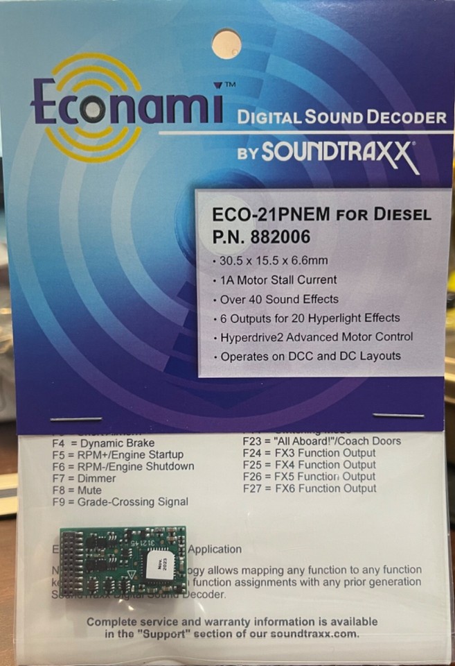 SoundTraxx Econami ECO-21PNEM For Diesel : DCC Sound Decoder 6 Function ...