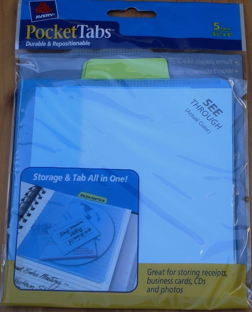 Avery Pocket Tabs - NEW IN PACKAGE - 5 TABS - DURABLE 7 REPOSITIONABLE ...