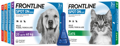 FRONTLINE SPOT ON For Lice & Tick Treatment Fleas S,M,L,XL Dogs & Cats ...