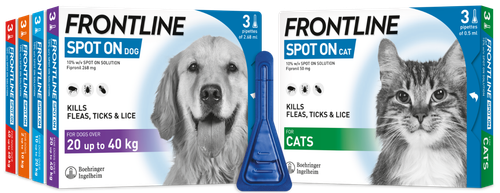 FRONTLINE SPOT ON For Lice & Tick Treatment Fleas S,M,L,XL Dogs & Cats ...