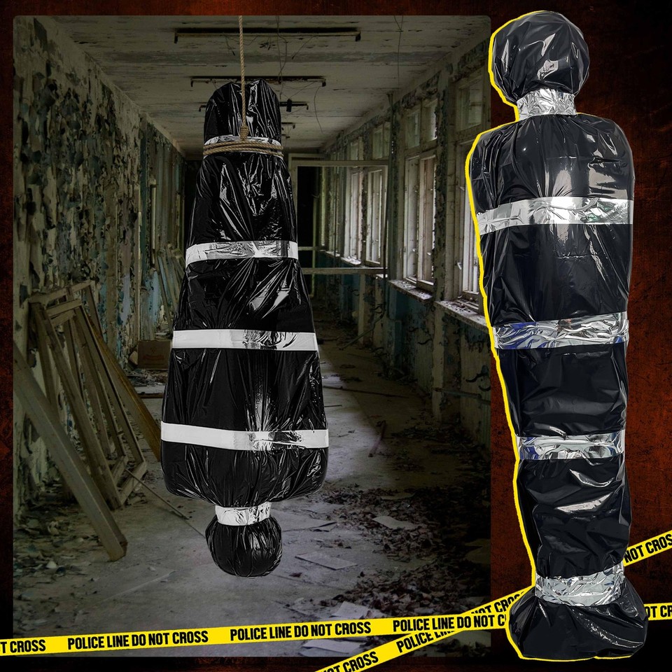 AnanBros 5ft Hanging Corpse Dead Victim Props Halloween Decorations ...