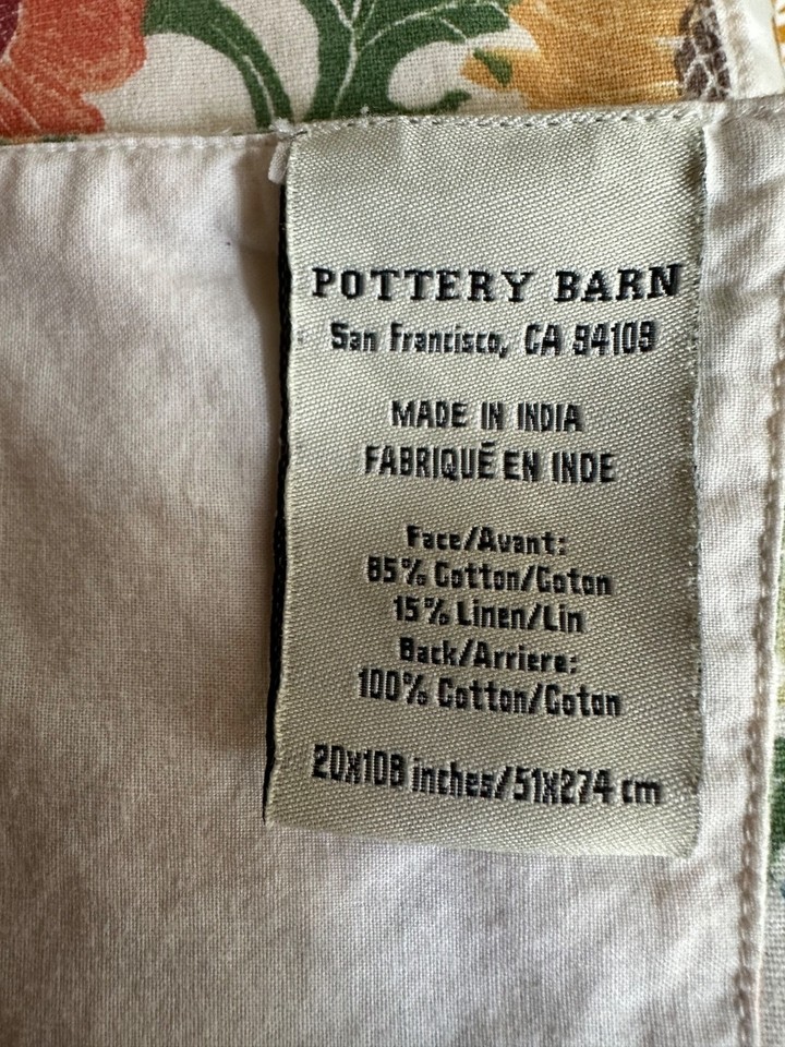 Pottery Barn Fall/ Beige/ Table Runner Fall Flowers Green Long 109”x 20 ...