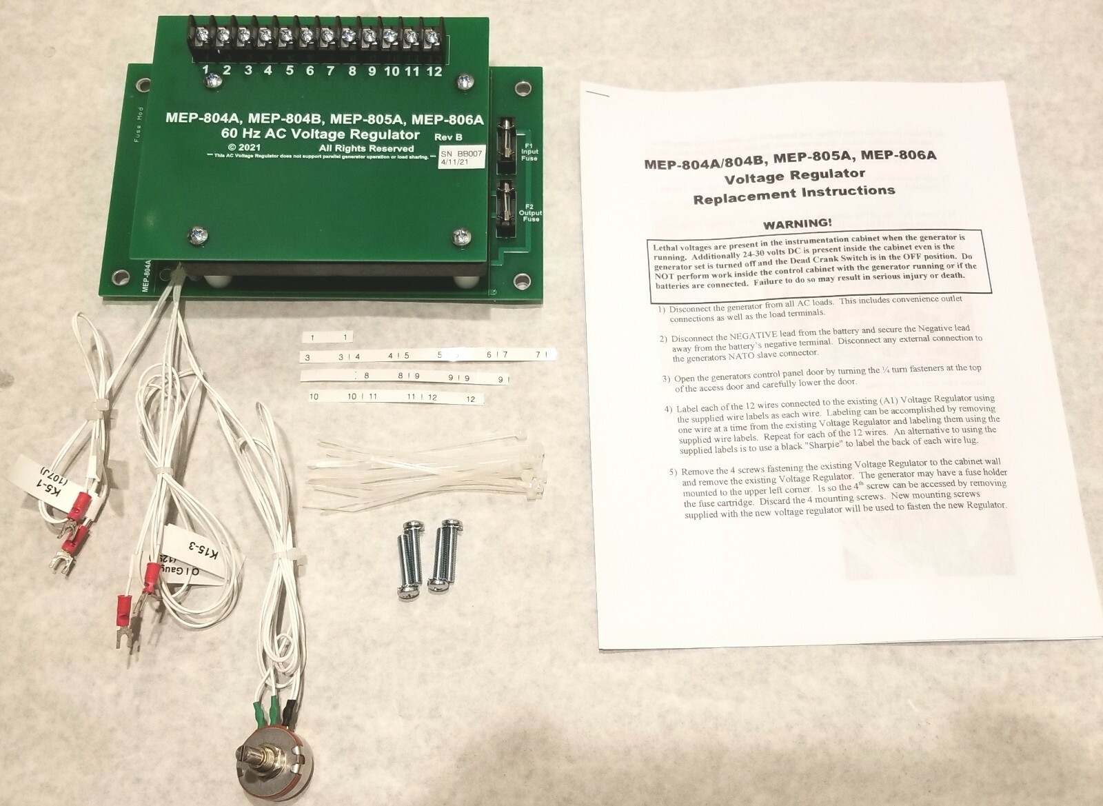 MEP-804A, MEP-804B, MEP-805A, MEP-806A Replacement A1 AC Voltage ...
