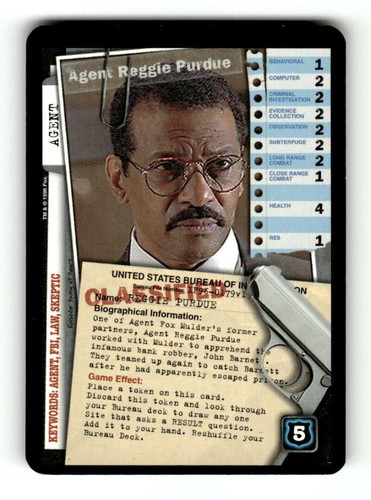 1996 X-files Card Game Agent Reggie Purdue Dick Anthony Williams BXCP06 ...