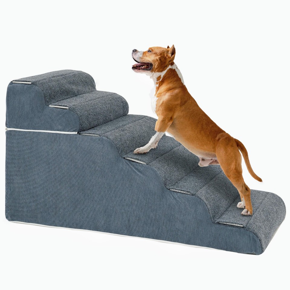 Dog Stairs 6/7 Steps Pet Dog Step for High Bed Sofa Adjustable w ...