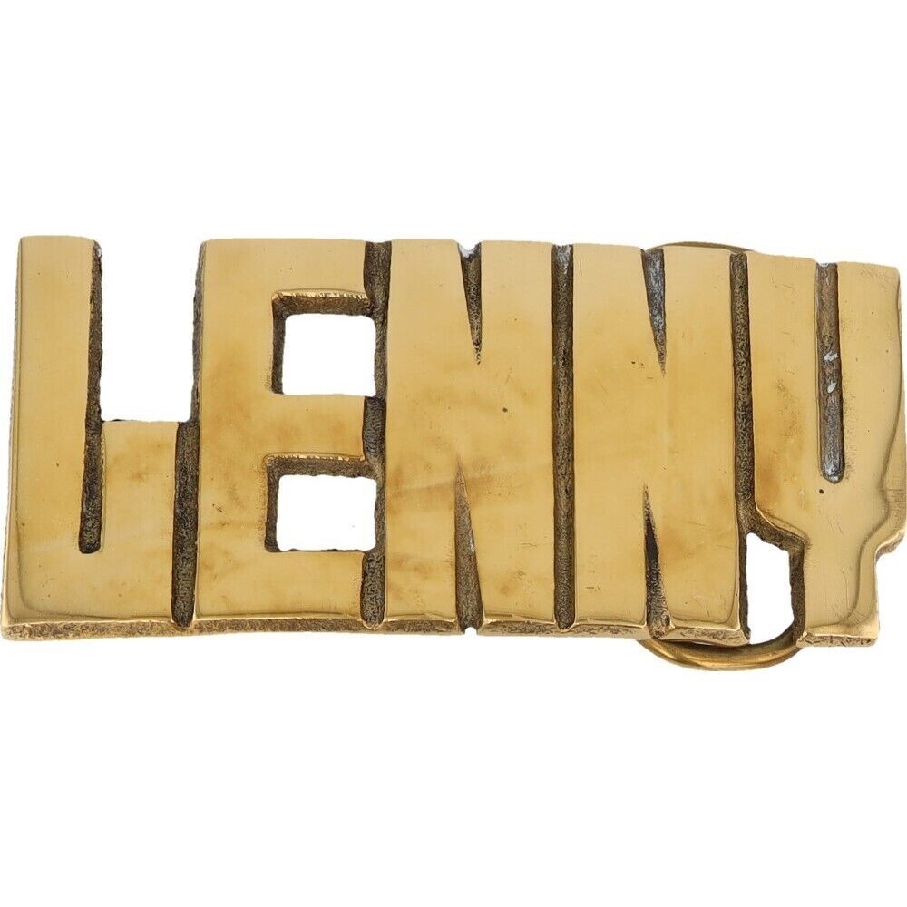 New Brass Lenny Len Leo Leon Leonard Name Tag 1970s N… - Gem
