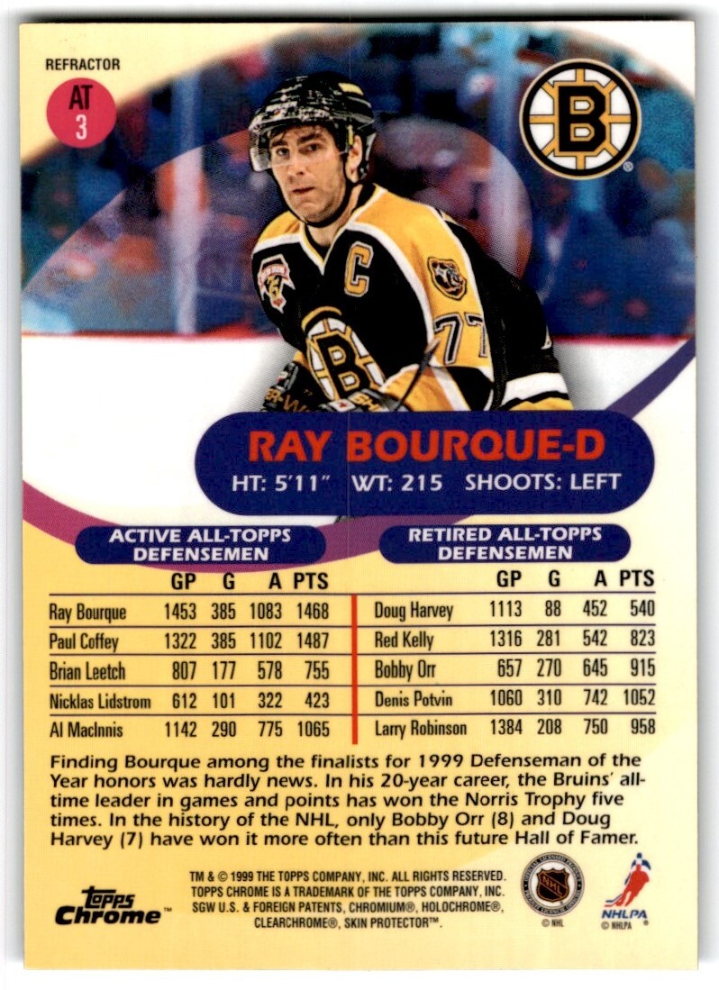 1999-00 TOPPS CHROME ALL-TOPPS REFRACTOR #AT3 RAY BOURQUE | eBay