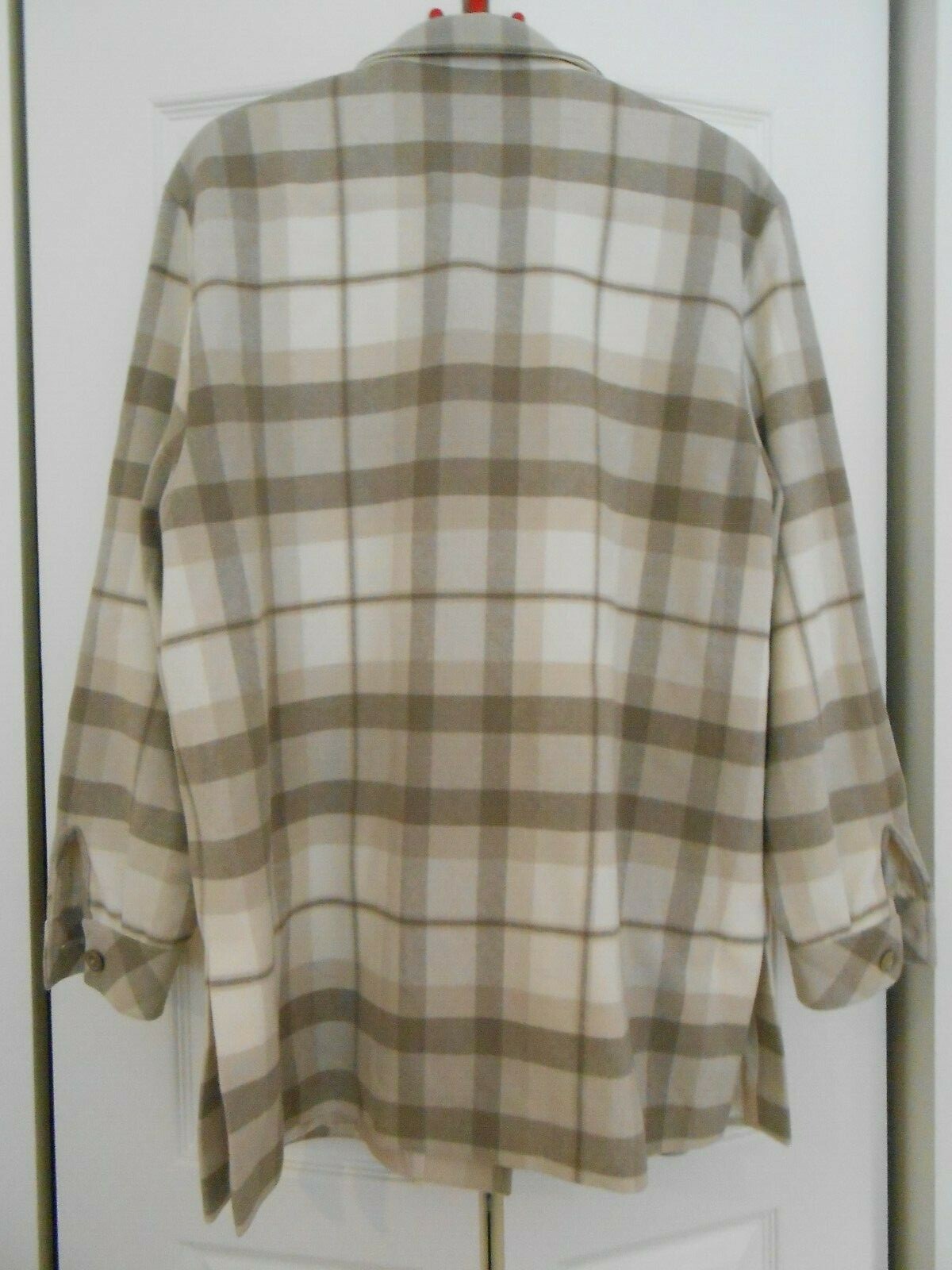 BASLER--BONE/TAUPE/BEIGE PLAID LINED WOOL JACKET---MEASUREMENTS IN ...