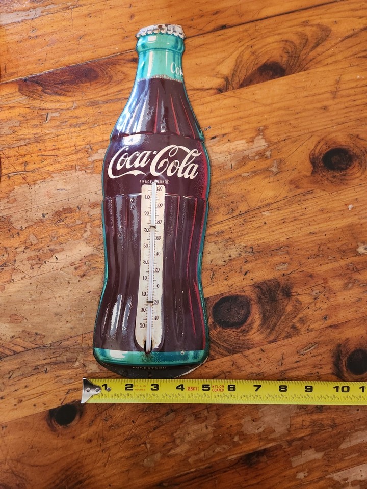 Vintage MCM Coca-Cola Bottle Thermometer Metal Sign. Robertson. Made In ...