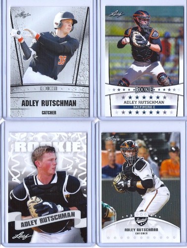 "NEW" (4) ADLEY RUTSCHMAN 2019 LEAF "1ST EVER PRINTED" ROOKIE CARD LOT ...