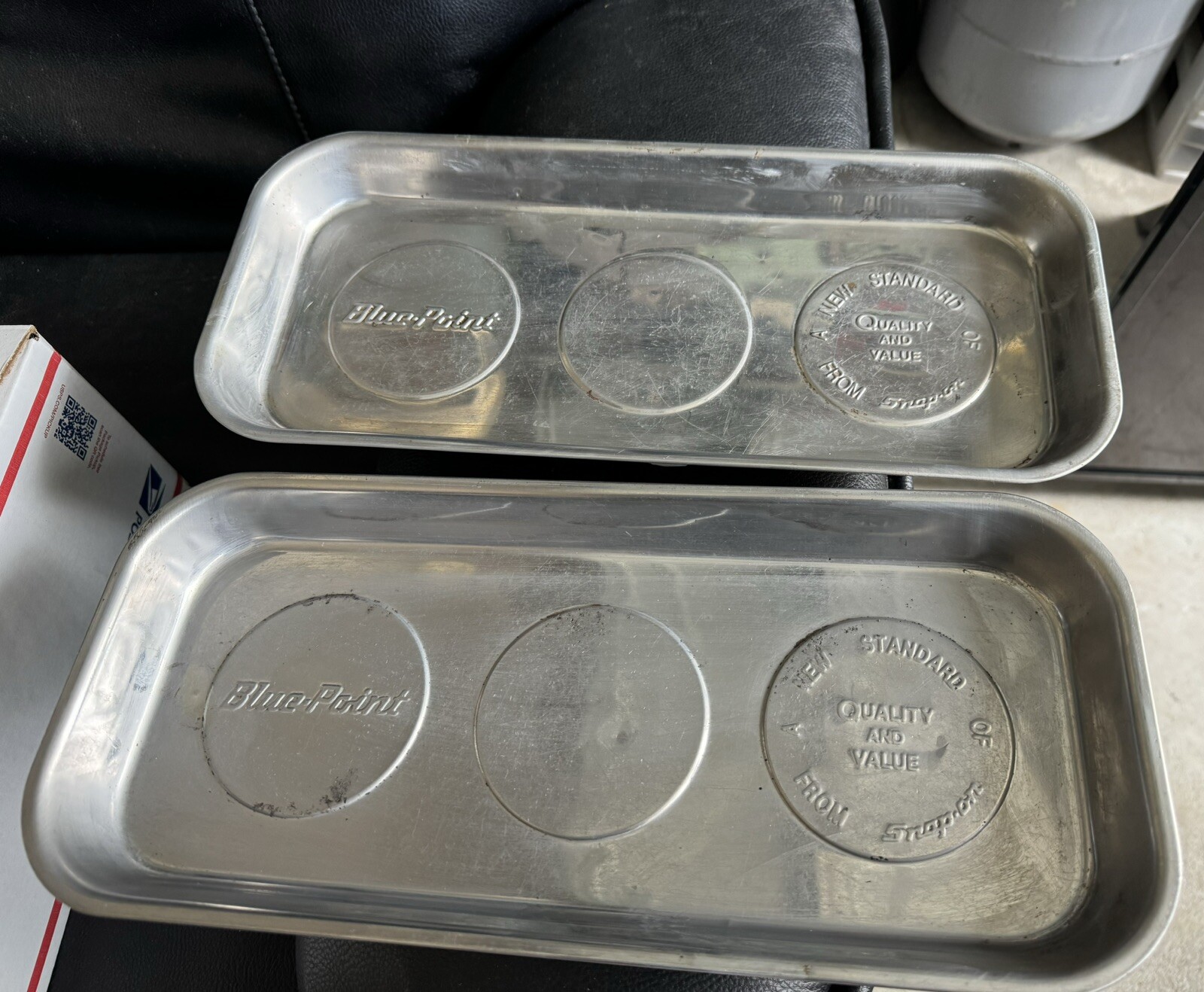 pair of blue point by snap-on magnetic bowls - rectangular shape w/3 ...