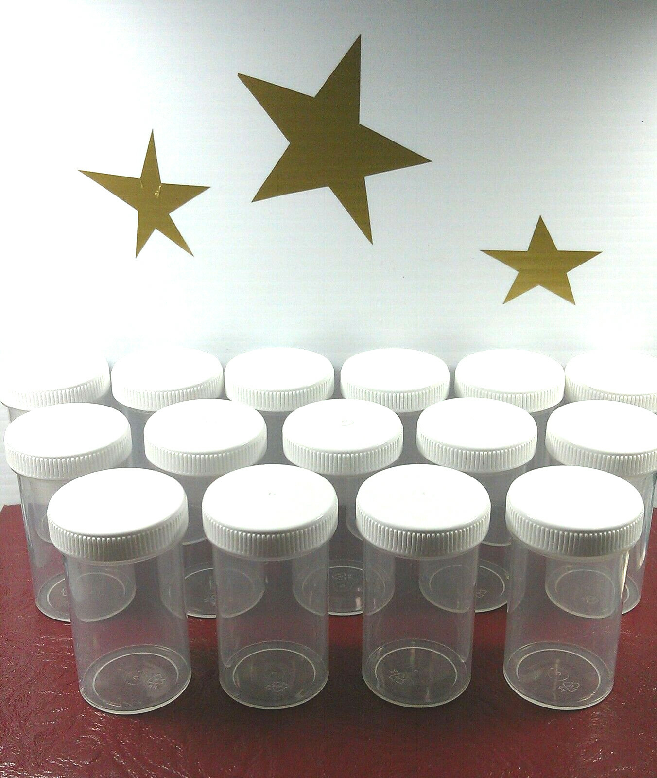 Plastic Pill Bottle Container 10 White Cap Lid Jars 2 ounce 4314 ...