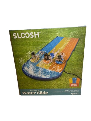 Sloosh 18ft Triple Water Slide and 3 Body Boards, Backyard Lawn Water ...