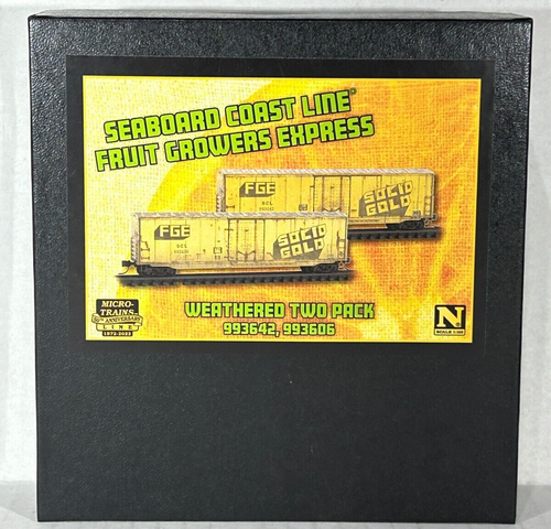MICRO-TRAINS N SCALE WEATHERED 2-PACK SEABOARD COAST LINE/FRUIT GROWERS ...