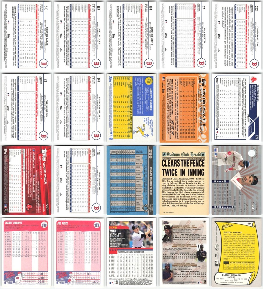 Boston Red Sox Team Lot of 100 MLB Baseball Cards Collection - Exact ...