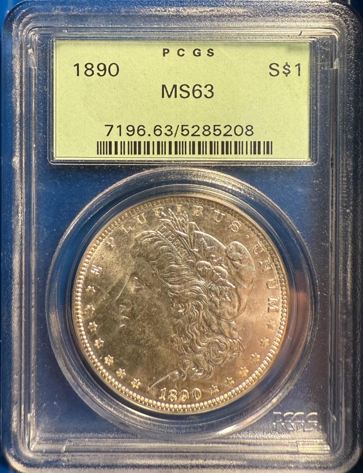 MORGAN SILVER DOLLAR 1890 PCGS MS63 REALLY NICE LOOKING OLDER GREEN ...