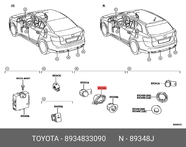 Genuine OE clip ultrasonic sensor 8934833090 for TOYOTA 89348-33090 ...